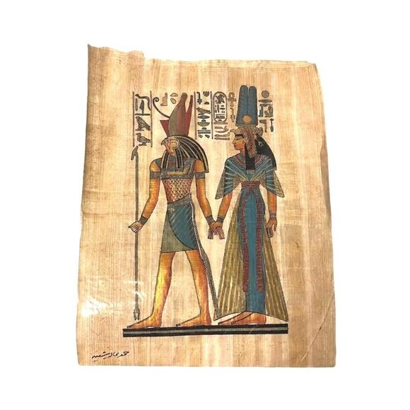 Art | Egyptian Papyrus God Horus Queen Nefertari Hand Painted Art ...